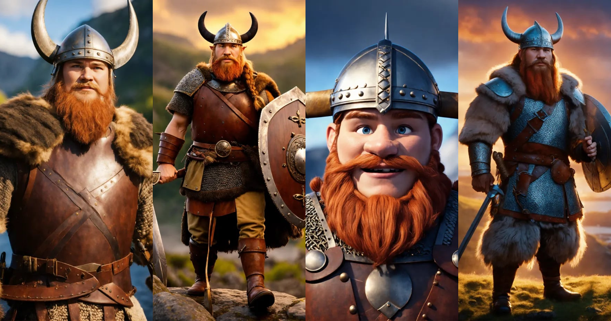 Lexica - A pixar animated photo of a Viking with Christian/English ...