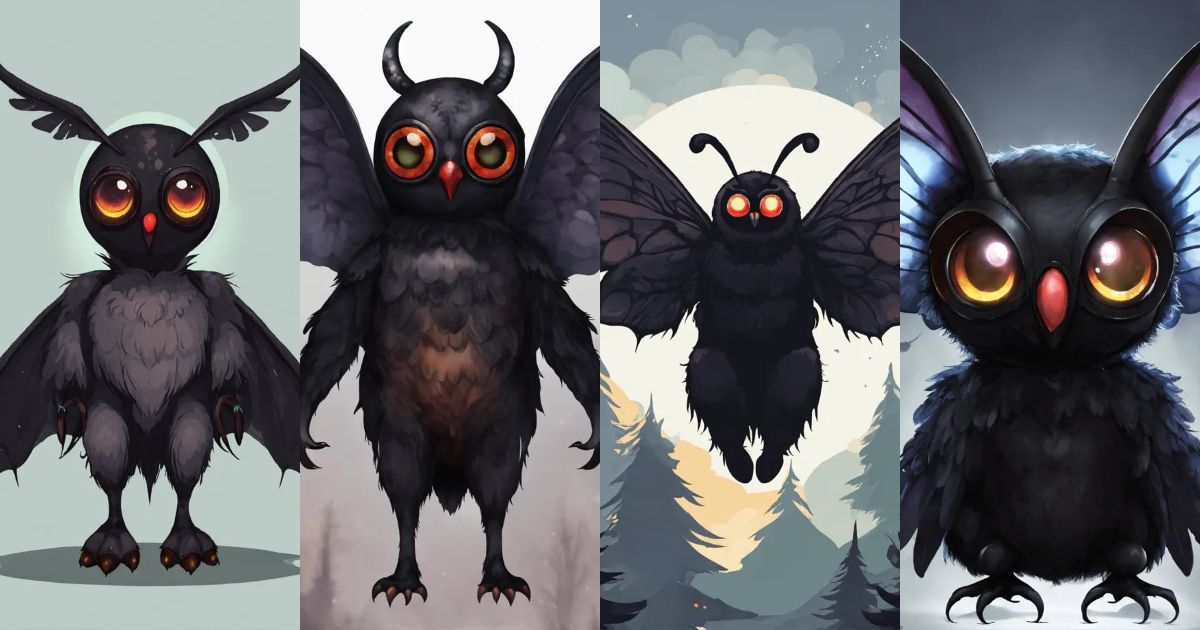 Lexica - Cute black Mothman png on white backgroundb