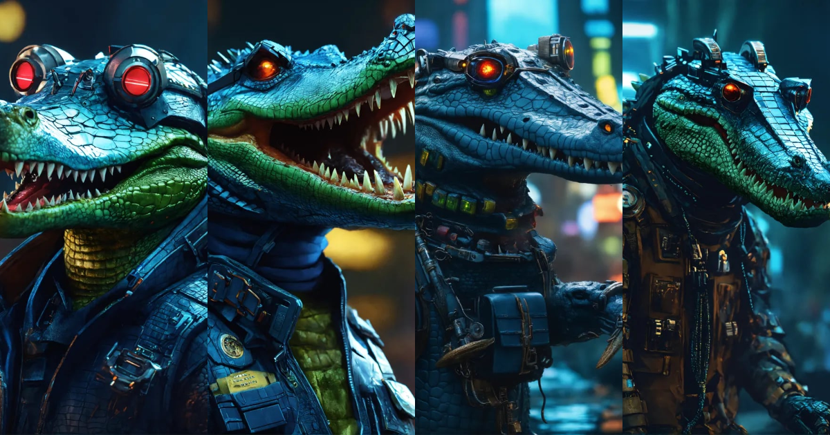 Lexica - A cyberpunk crocodile, 4k, highly detailled, badass, final ...