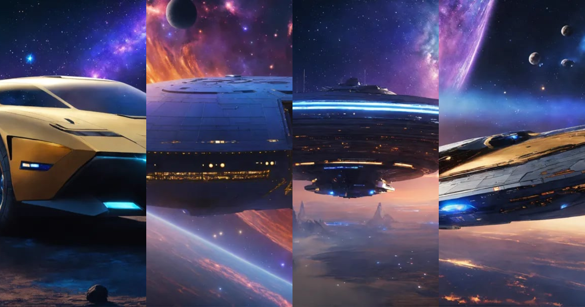 Lexica - A sleek spaceship is about to engage its jump drive, with a ...