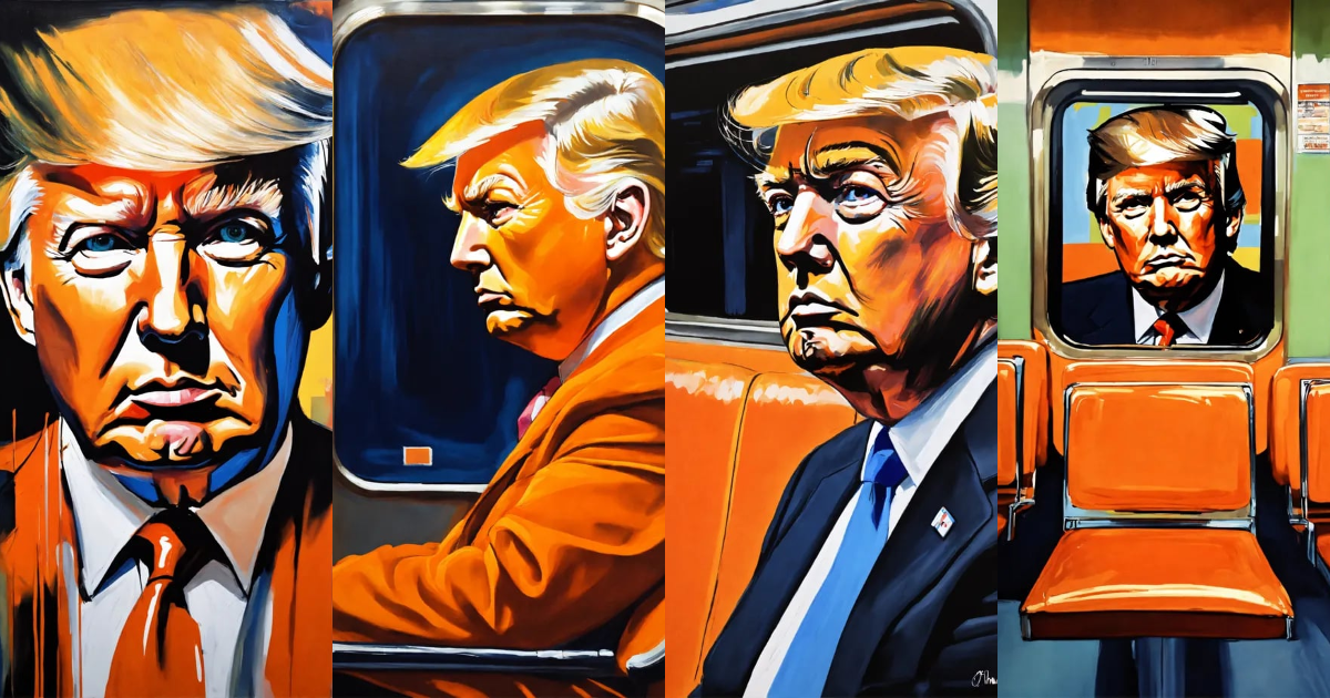 Lexica - The face of donald trump on a orange subway seat in nyc ...