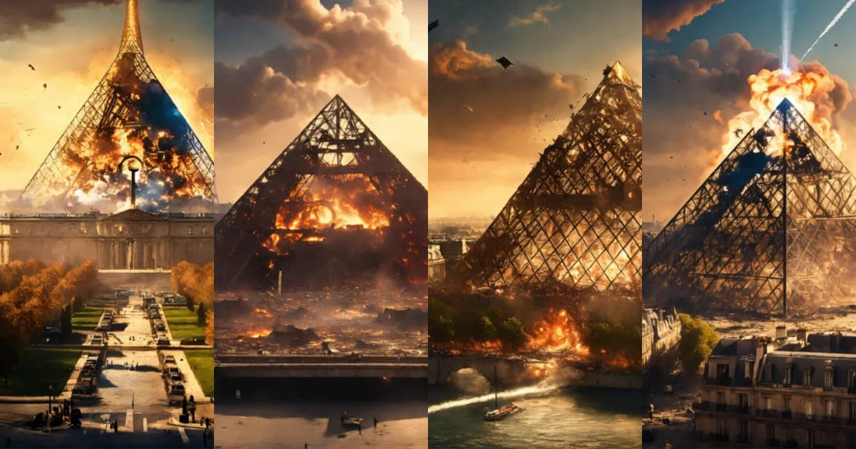 Lexica - Destroyed Paris from explosions realistically . In the sky is ...