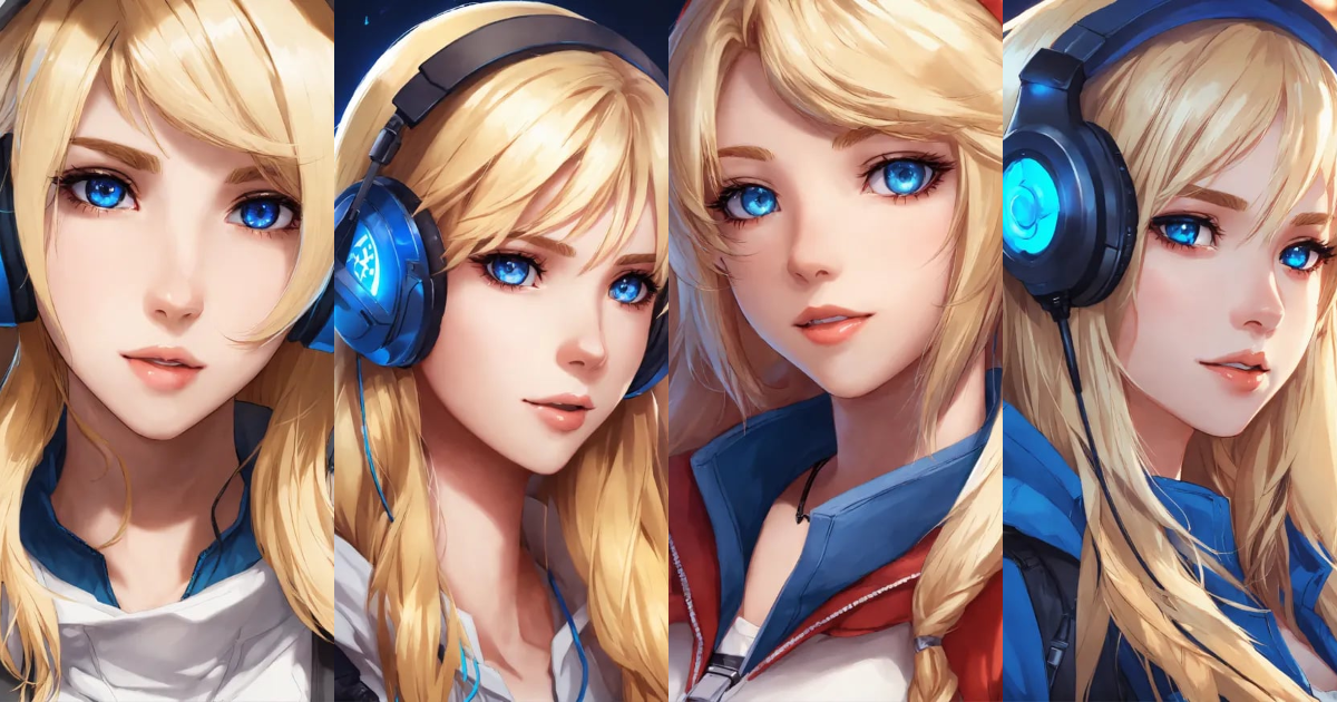 Lexica - Blonde gamer girl with blue eyes . Anime profile picture