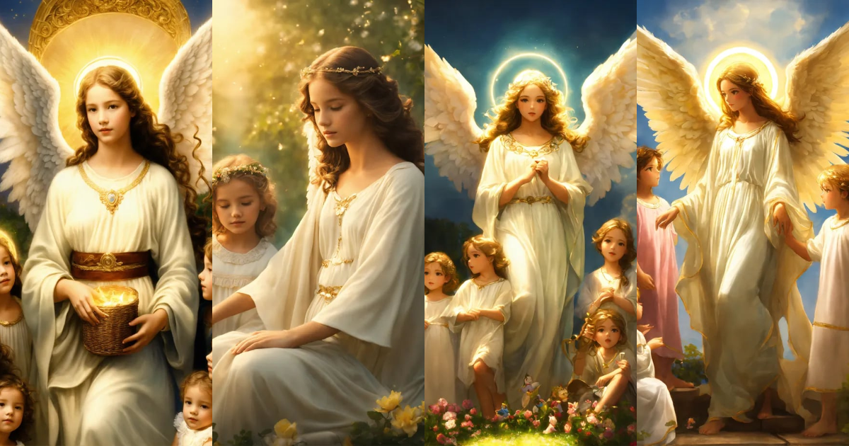 Lexica - A beautiful group of angel watching over children