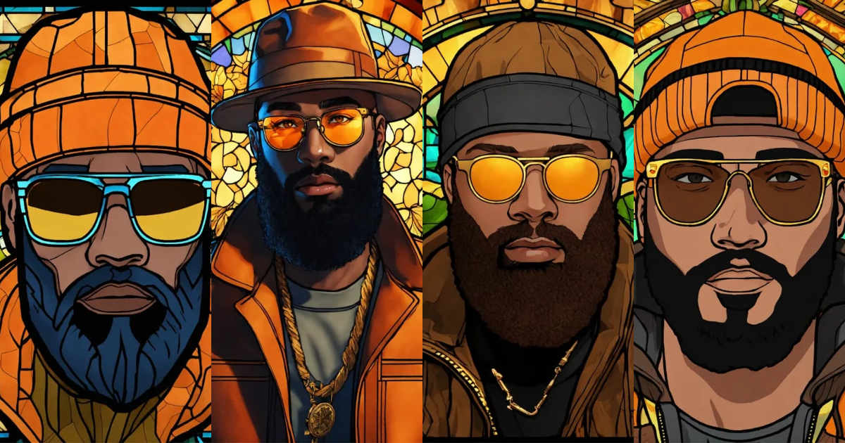 Lexica - HD, 4K, Background is stained glass with images in the stained ...