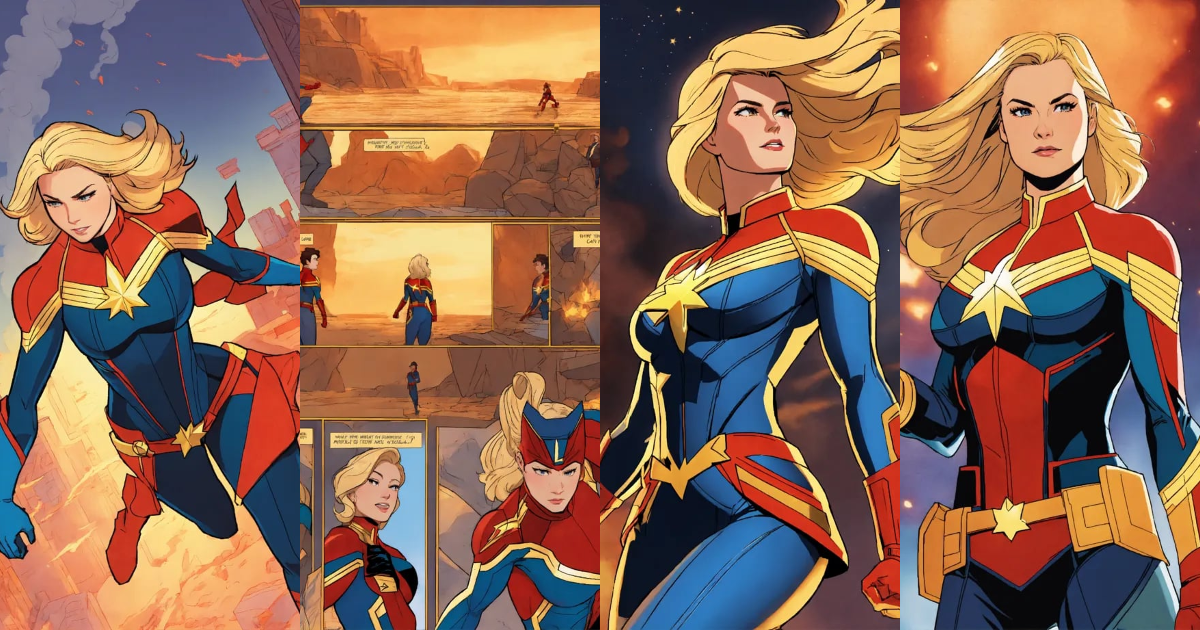 Lexica - Att-Lass captain marvel animated action without words or logos
