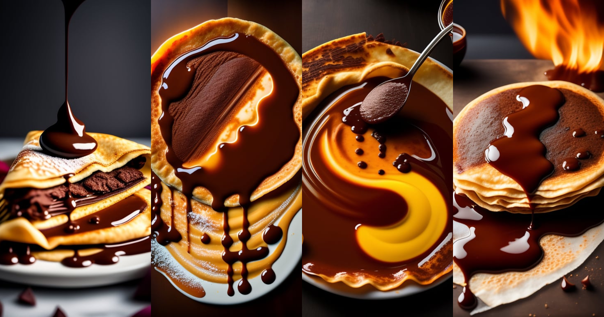 Lexica - Crepe on fire with melted chocolate