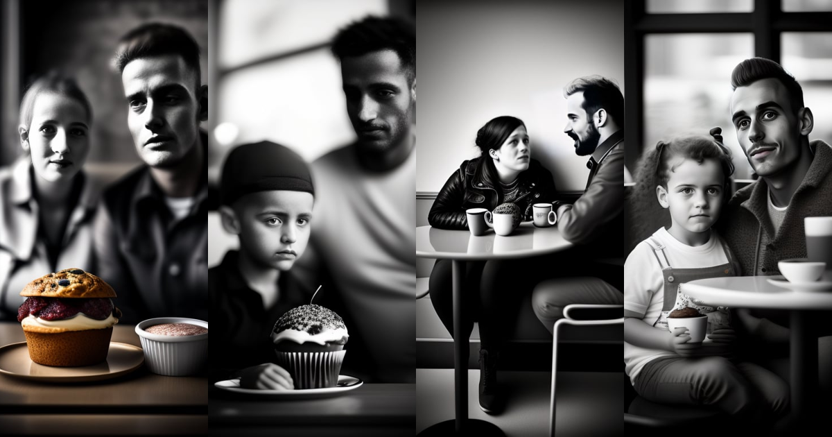 Lexica - A PHOTO OF A YOUNG DEFORMED DISABLED COUPLE SITTING IN A CAFE ...