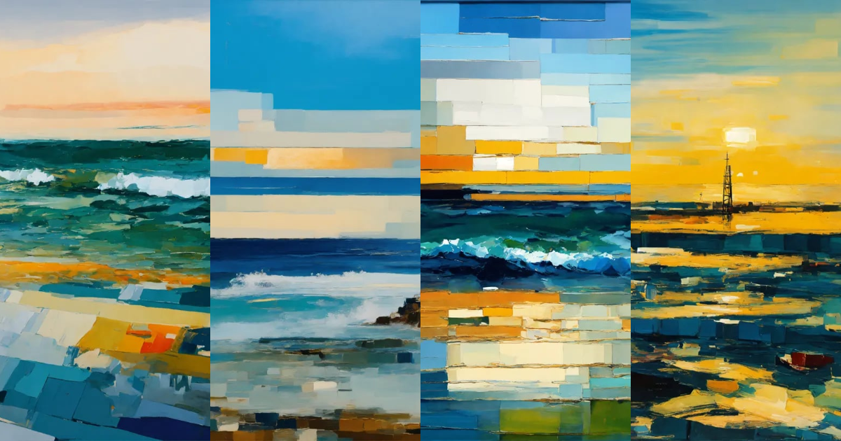 Lexica - La mer, oil painting, transparent, in style, generative art ...