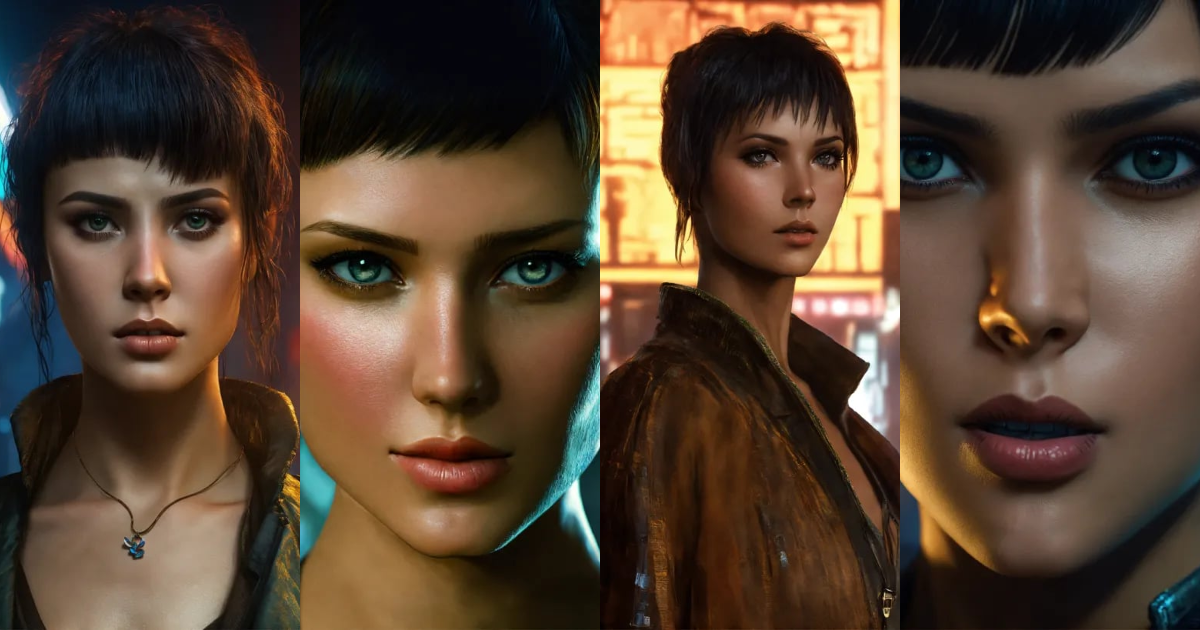 Lexica - A frontal, realistic avatar of female Blade Runner