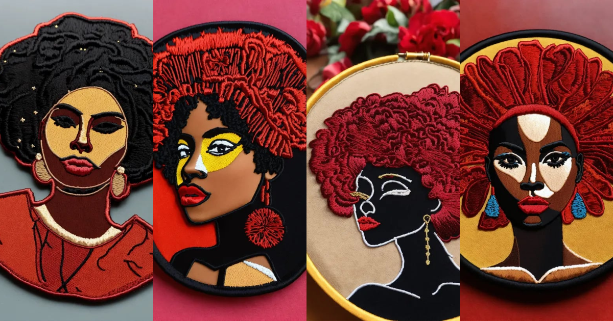 Lexica - Afrocentric embroidery patch, the patch is the face of an ...