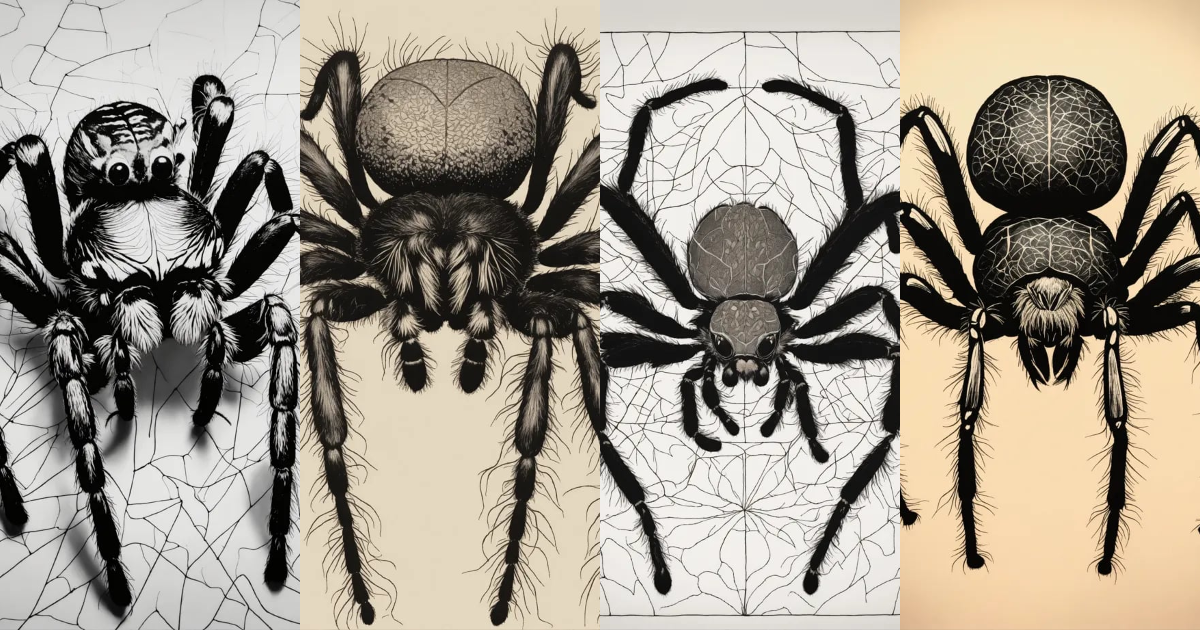 Lexica - Beautiful detailed tarantula portrait, one line drawing, bold ...