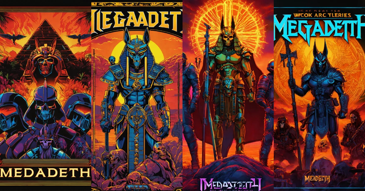 Lexica - A nickel foil metallic poster for Megadeth featuring a group ...