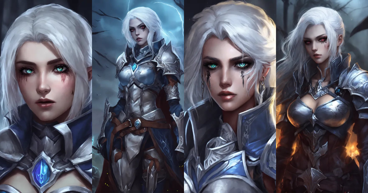 Lexica - Human female undead death knight, shining armor, sad, white ...