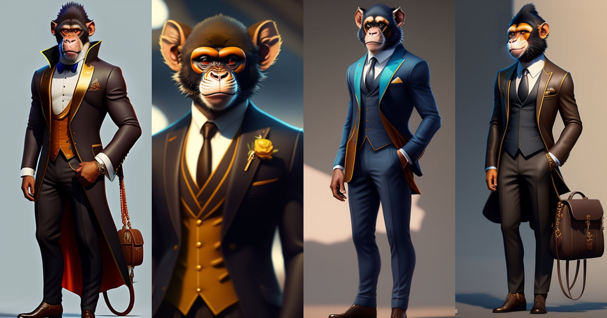 Lexica - Anthro furry humanoid monkey, three piece suit, checking watch ...