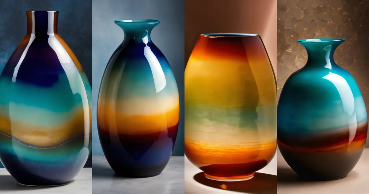 Lexica - Unique glass abstract ceramic vase, moonstone glass, gradient ...