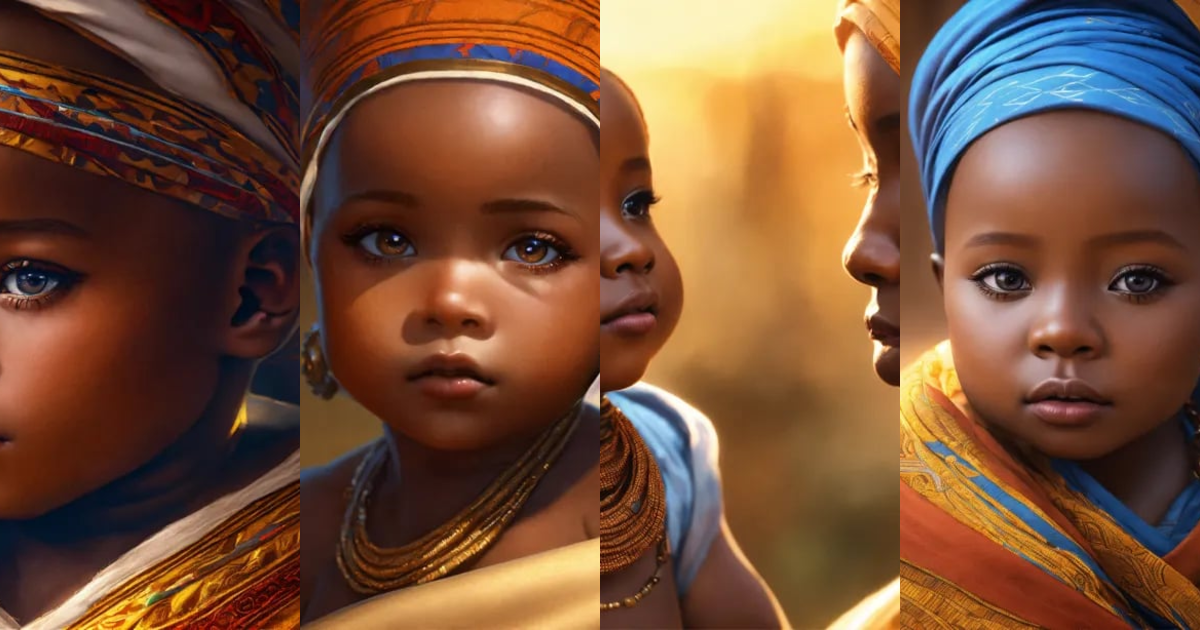 Lexica - Small infant baby wrapped in cloth, beautiful african girl ...