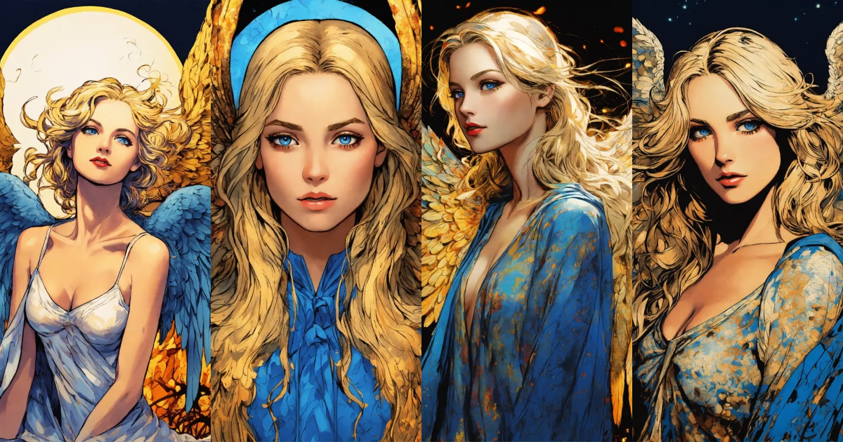 Lexica - Pop Art, mysterious beautiful blonde female angel, large ...