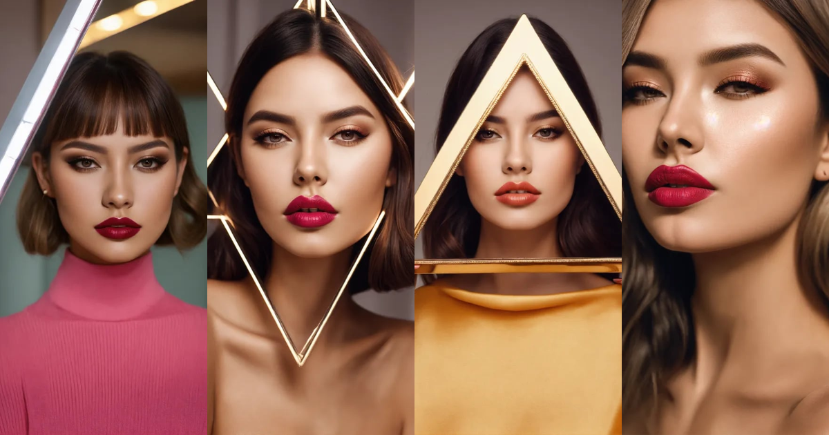 Lexica - Lips makeup in topbased triangle shaped mirror, beautiful ...