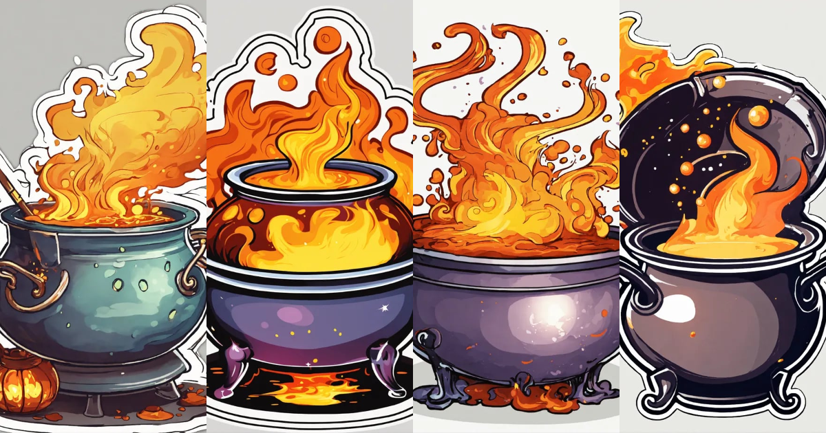 Lexica - Sticker, cauldron pouring magic, beautifully rendered, 2d ...
