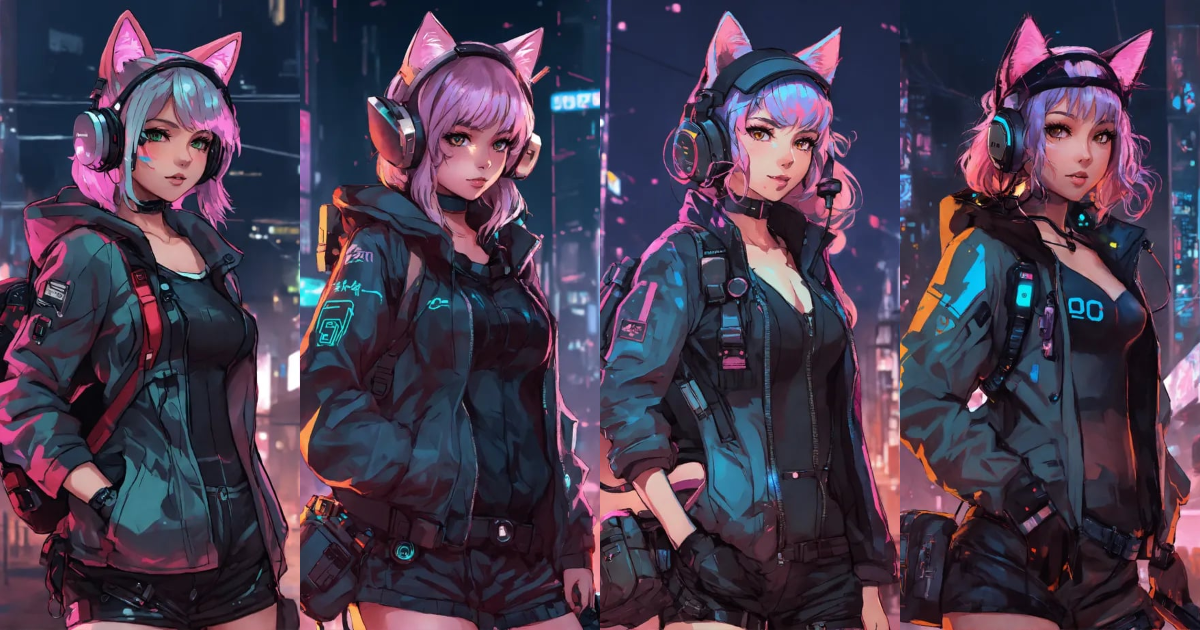 Lexica - A cute cat girl, cyberpunk, in anime style