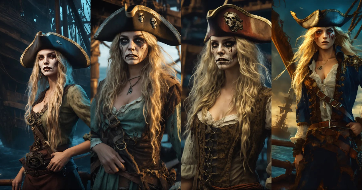 Lexica - Photorealistic, beautiful savage pirate facing the camera ...