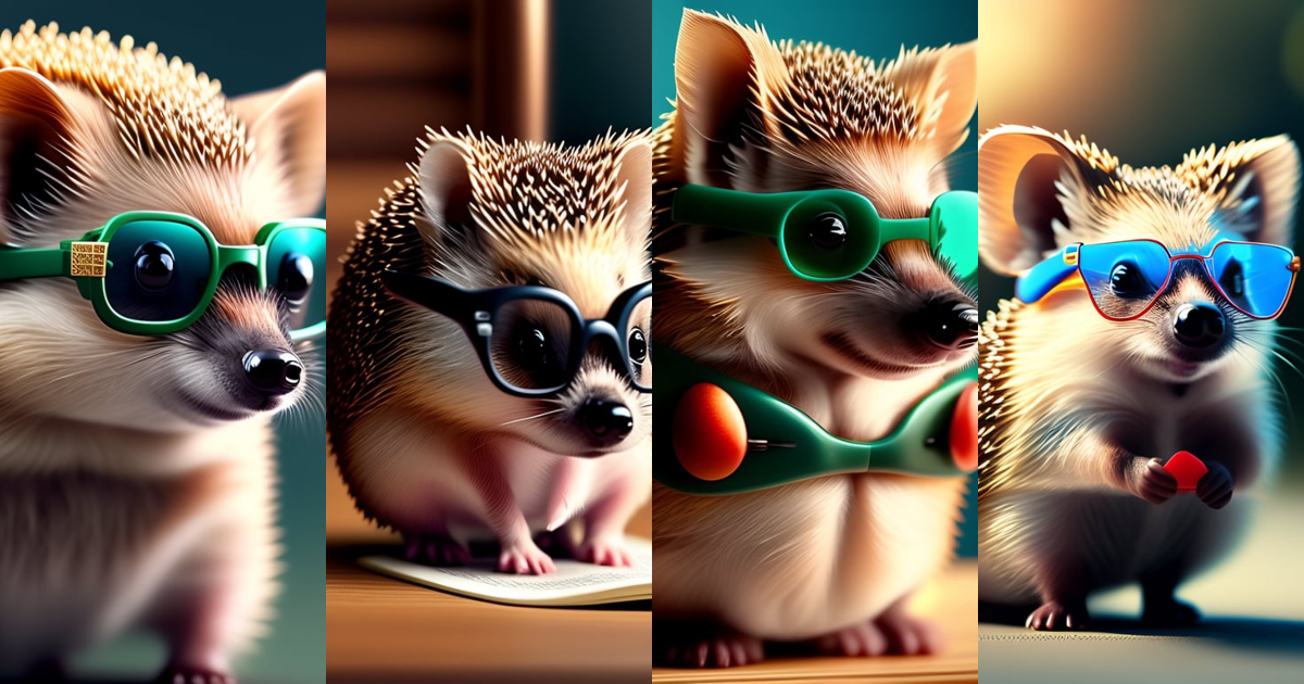 Lexica - Smart hedgehog in glasses