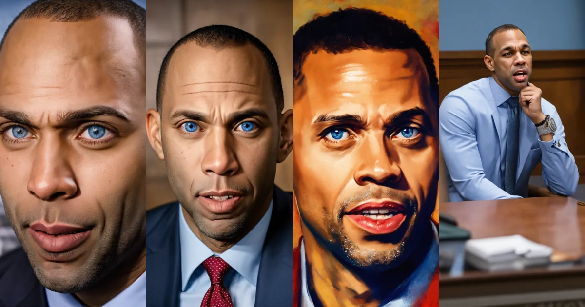 Lexica - HAKEEM JEFFRIES LIGHT SILVERY BLUE EYES, ANGRY, MAD YELLING ...