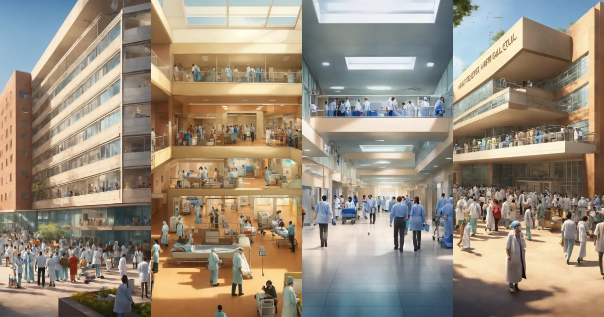 Lexica - BUSY HOSPITAL CENTER with many people, high def, photorealism ...