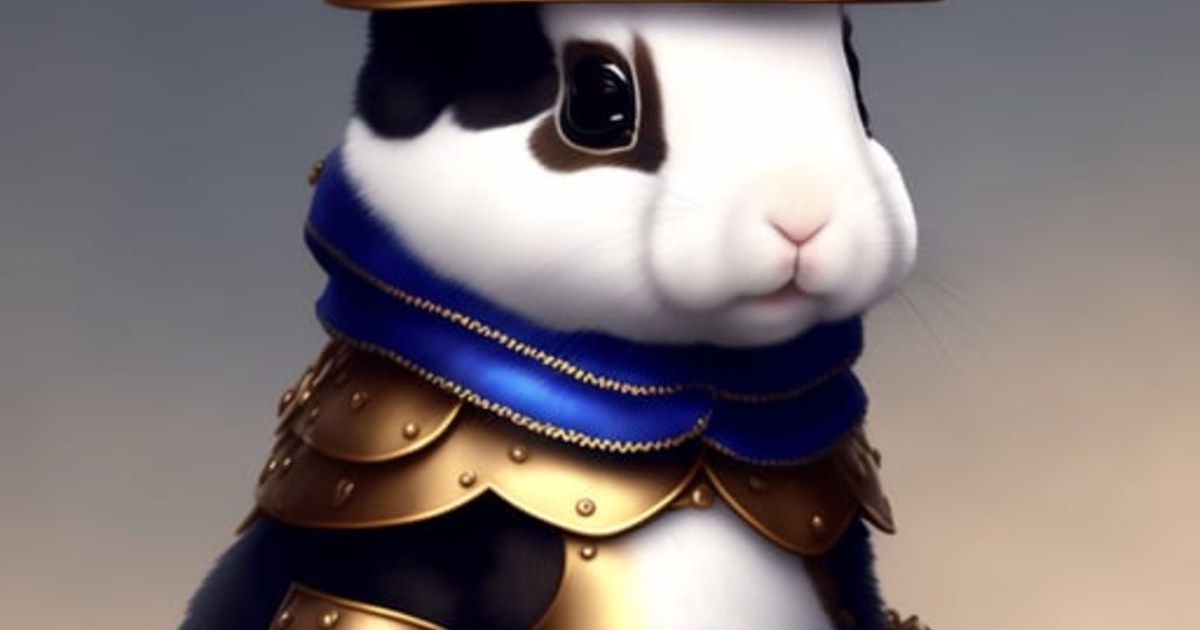 Lexica - Cute bunny, shiny armor, style steampunk, ram-rabbit, 2 small ...