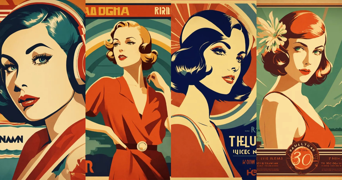 Lexica - Retro poster with a girl in the style of the 30s,advertising ...