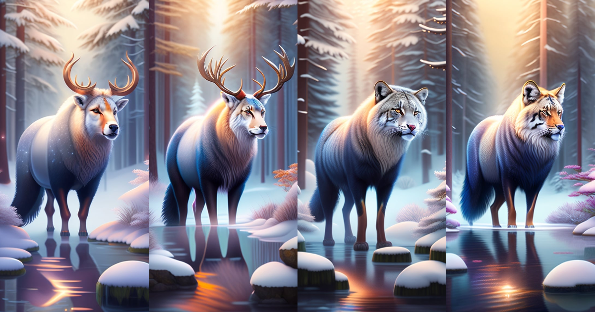 Lexica - A legendary, primordial animal strolls through a snowy ...