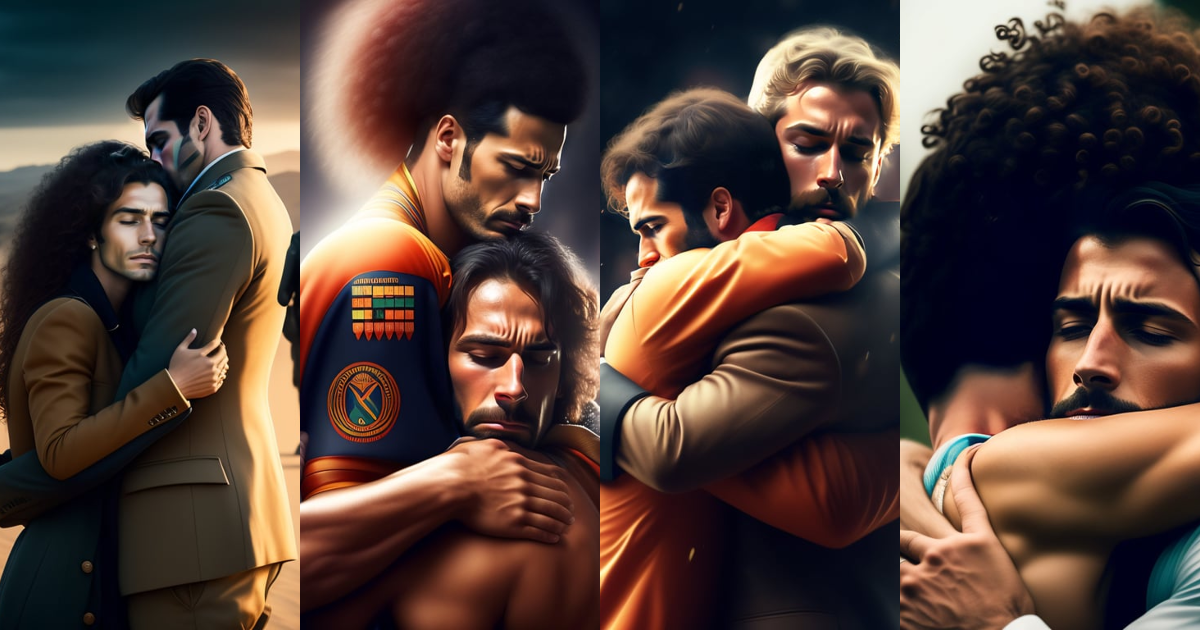 Lexica - The man is defeated when he hugs his last hopes, a goodbye hug