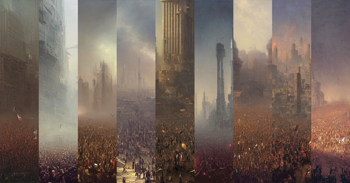 Lexica - A huge crowd, populace, education of the masses, dystopia, oil ...