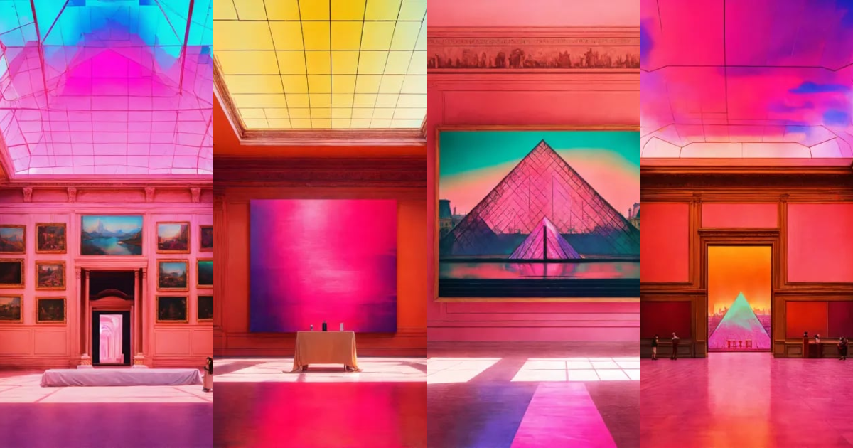 Lexica - Large room at the louvre with massive square painting on the ...