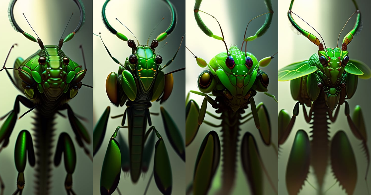 Lexica - Full body shot a of green man - mantis ; head with antennae ...