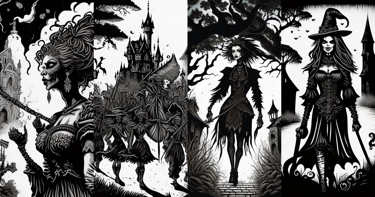 Lexica - Voodoo zombie witch, zombies marching towards a castle, fog ...