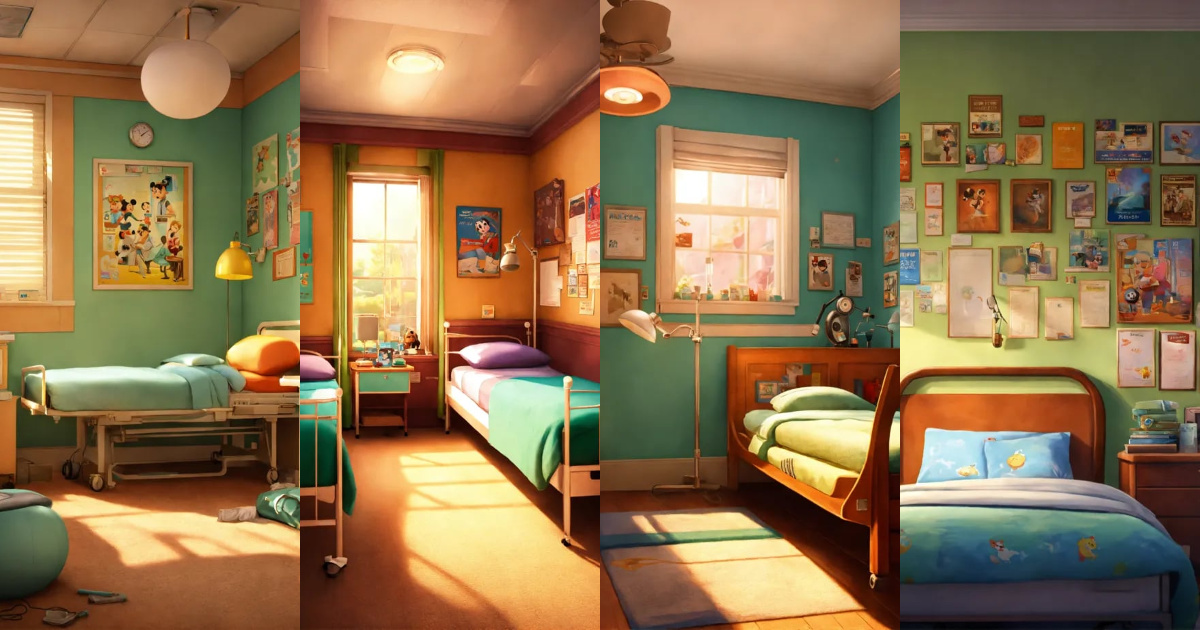 Lexica - Poster Hospital Room, Disney Style, Pixar Style