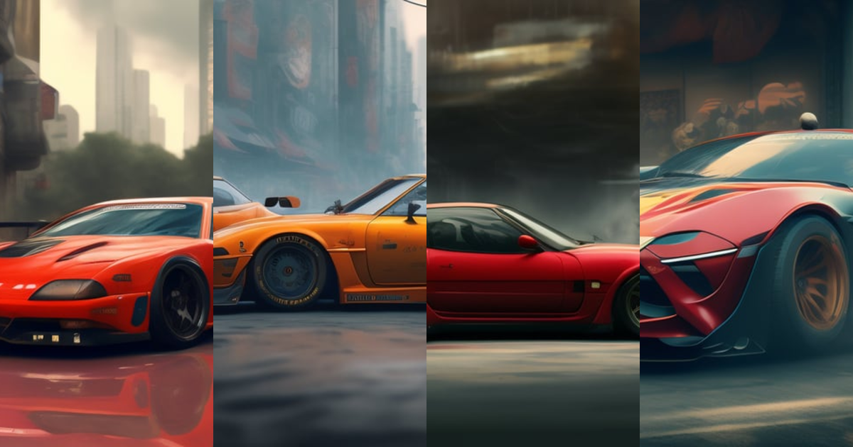 Lexica - Mazda rx7 race in cyberpunk city