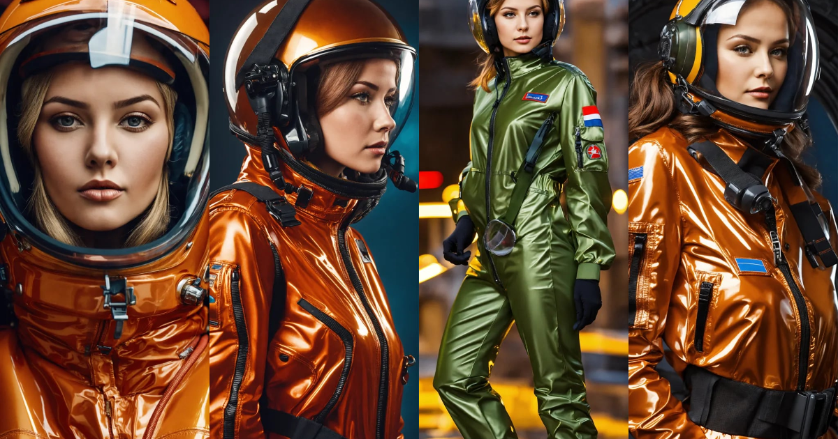 Lexica - Slim russian woman in glossy flight suit with pilot helmet