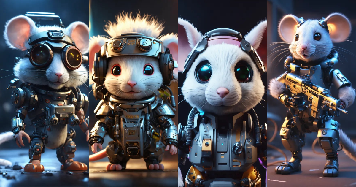 Lexica - High quality 3 d render very cute fluffy cyborg!! rat with ...