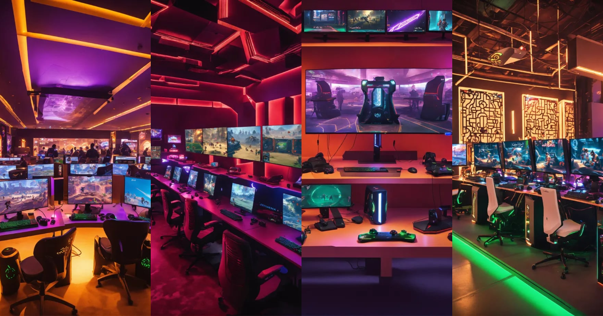 Lexica - Create an image of the main gaming area, showcasing rows of ...