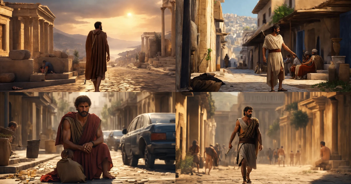 Lexica - Man from ancient Greece, poor, protecting the weak, in the ...