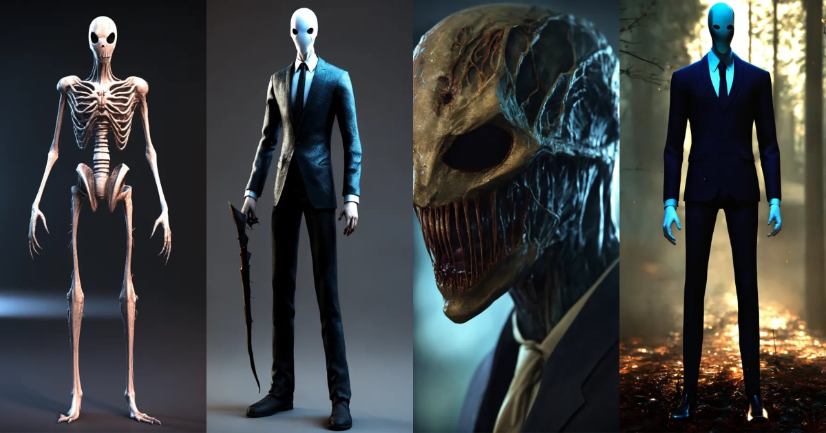 Lexica - Scary monster Slenderman from a legend Face only. 3d model