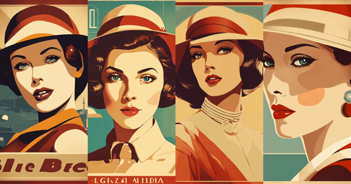 Lexica - Retro poster with a girl in the style of the 30s,advertising ...