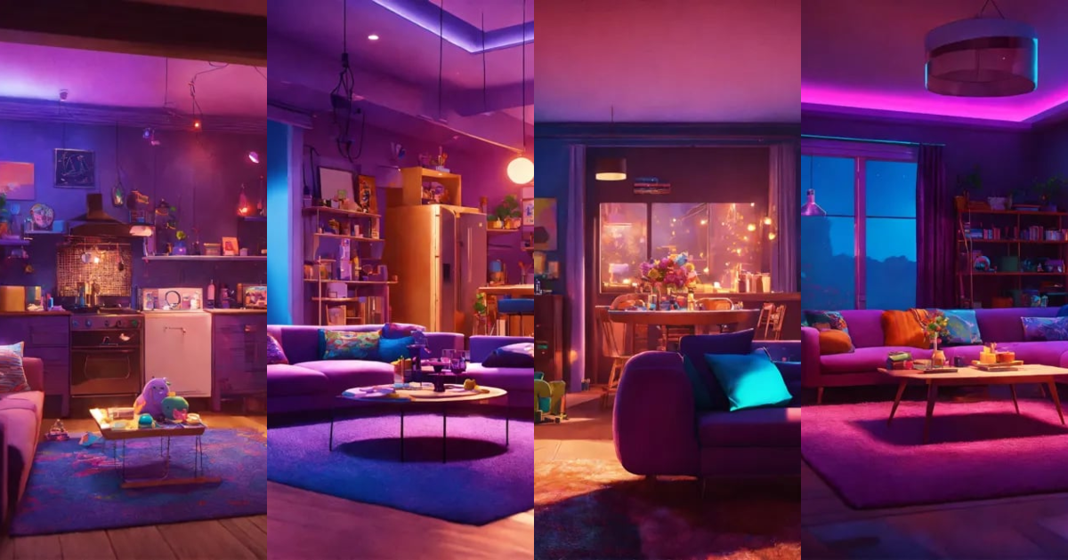 Lexica - CGI! Pixar 80's style modern home interior. house party. no ...