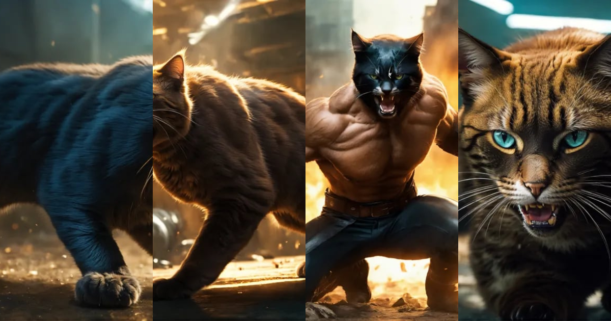 Lexica - Produce me an image of cat wolverine in fighting action, movie ...