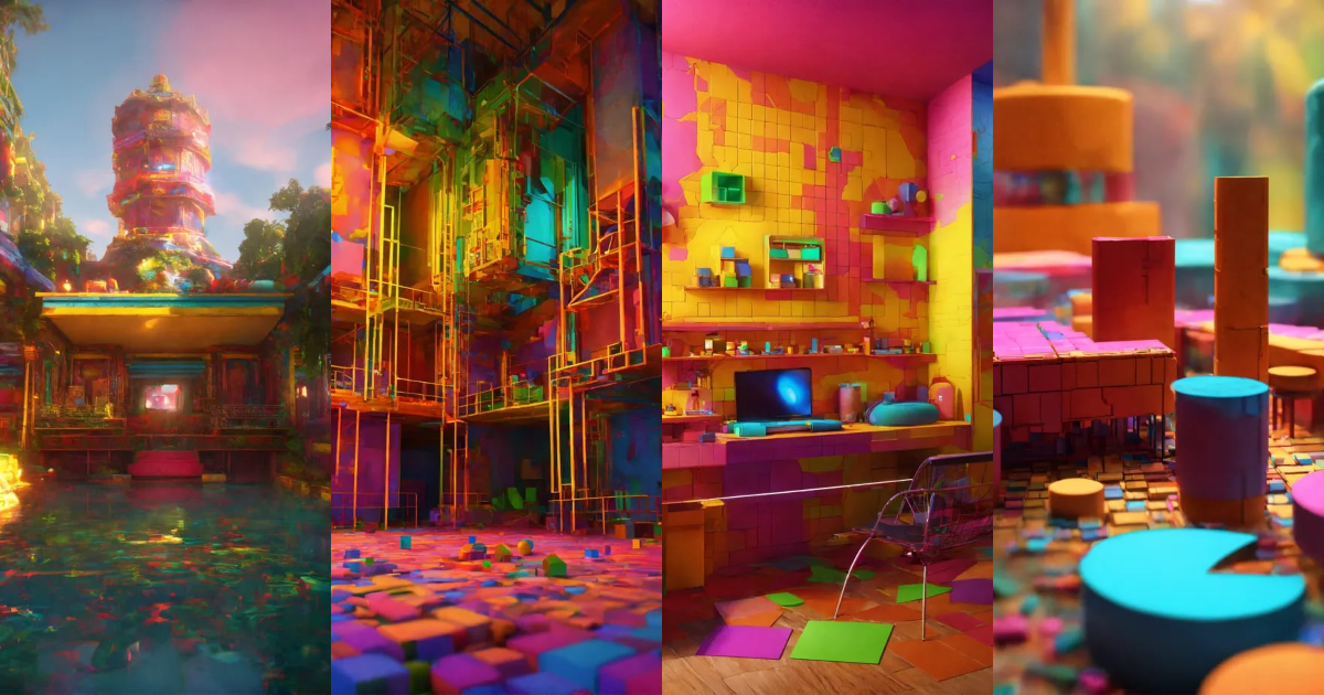 Lexica - Foundation, 3d Autodesk Maya, ultra widescreen, acid colors ...