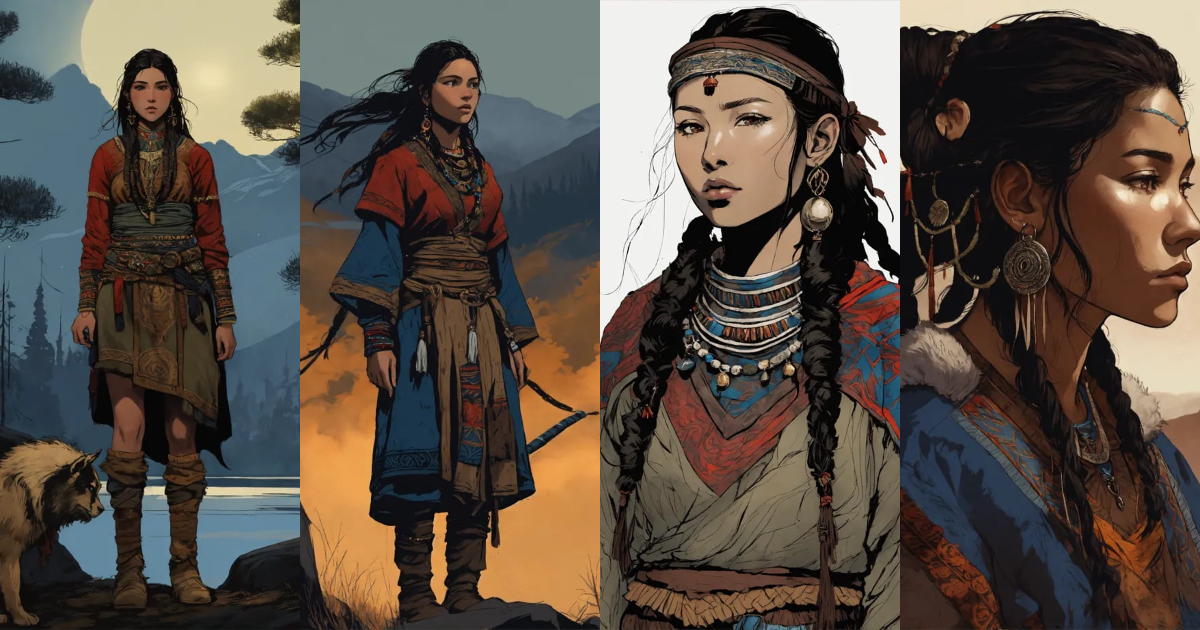 Lexica - Illustration of a young Sámi woman in the style of Bernie ...