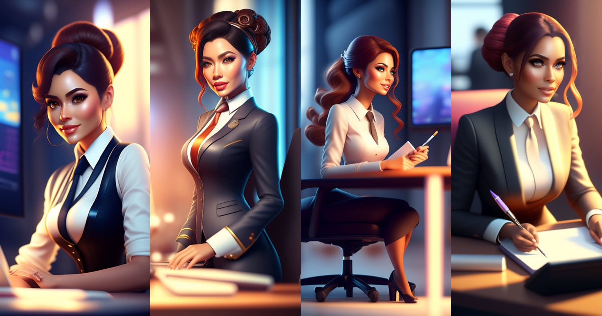 Lexica - Epic professional digital art of an HR fairy in business suit working in a tech company ...